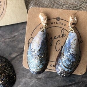 Gilded Real Mussel Shell Earrings | Gold Spatter Seashell Earrings With ...