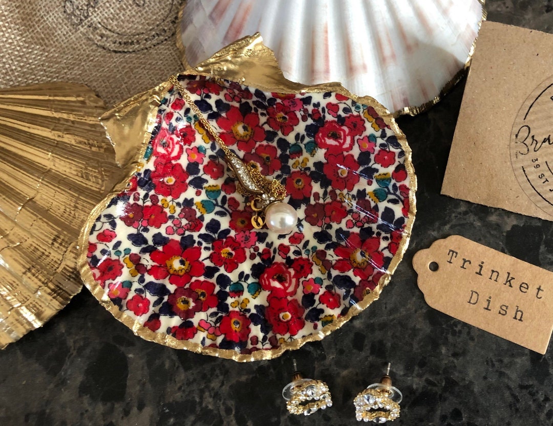 Liberty of London Print Red Shell Trinket Dish in Betsy Anne Ditsy ...