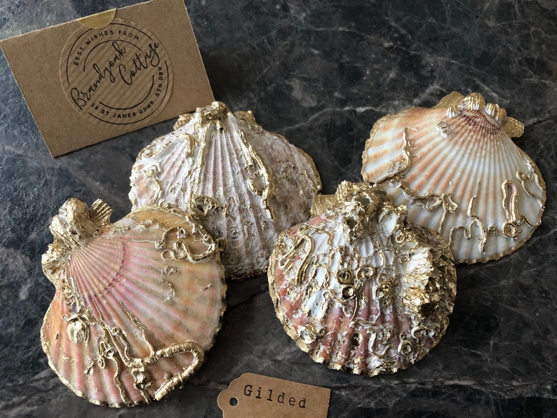 Gilded Sea Shell Decorations Barnacle Scallop Shell Ornaments | Etsy