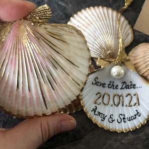 Shell Save the Date | Beach Wedding Save the Dates With Personalised ...
