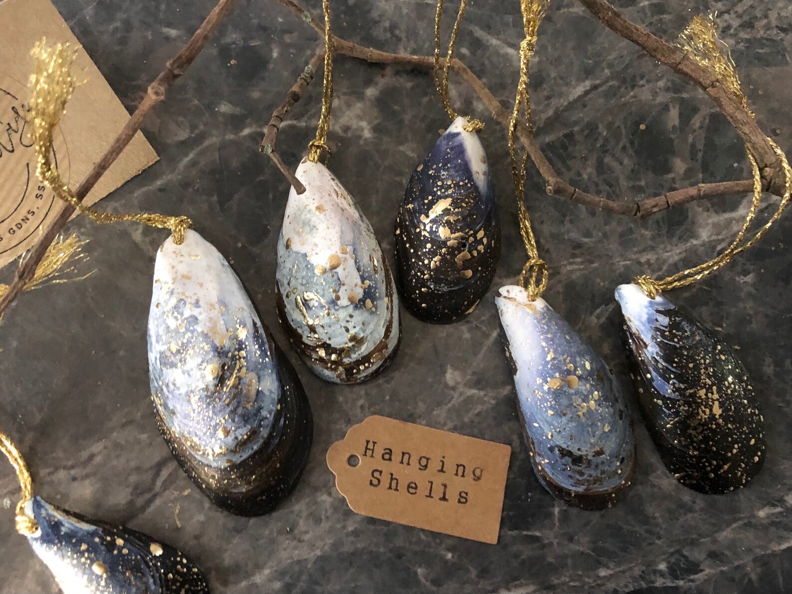 Gilded Mussel Shell Seashell Ornaments, Shell Christmas Decorations ...