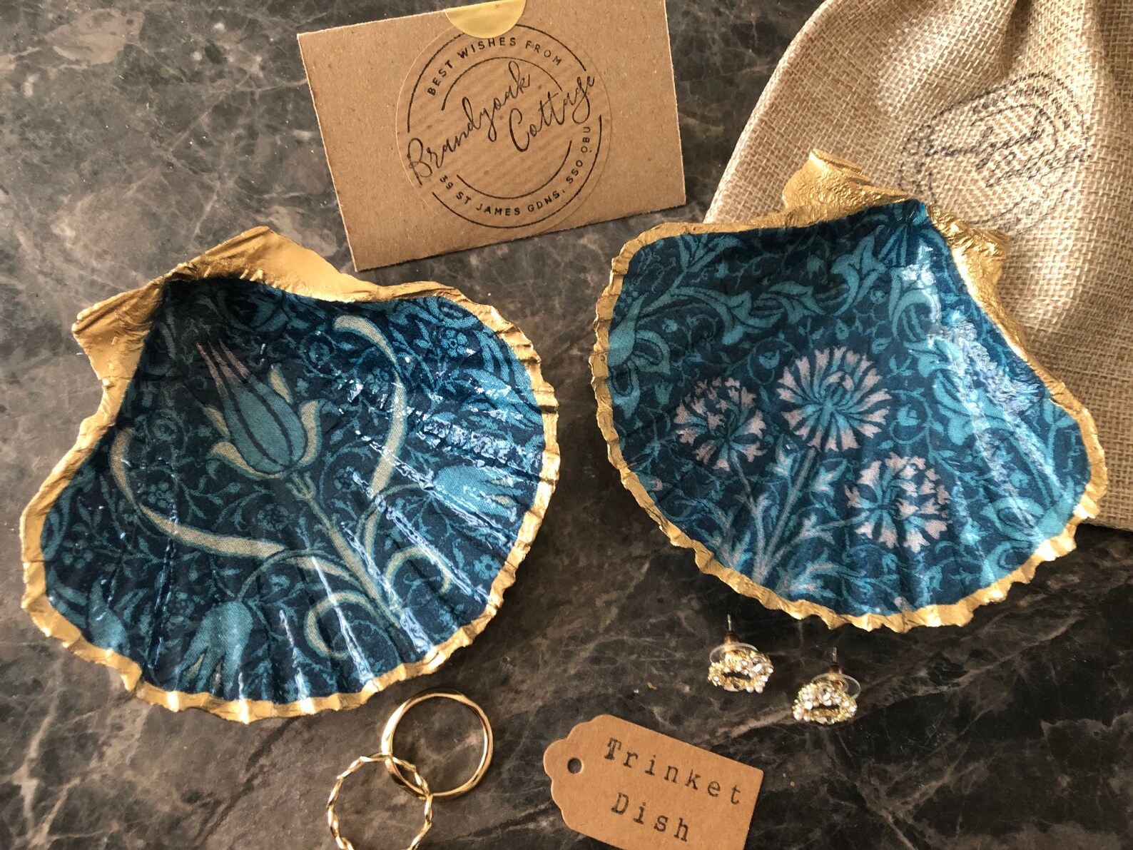 William Morris Shell Trinket Dish in Tulip & Nettle Turquoise Blue Gold ...