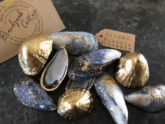 Gilded Mussel Shells Gold Spatter & Natural Table Decor Beach - Etsy