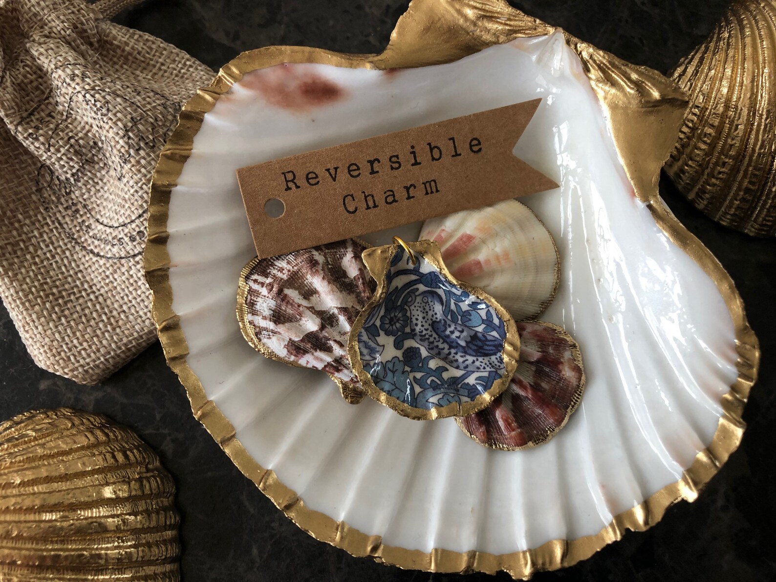 William Morris Strawberry Thief Bird Shell Pendant Necklace in - Etsy