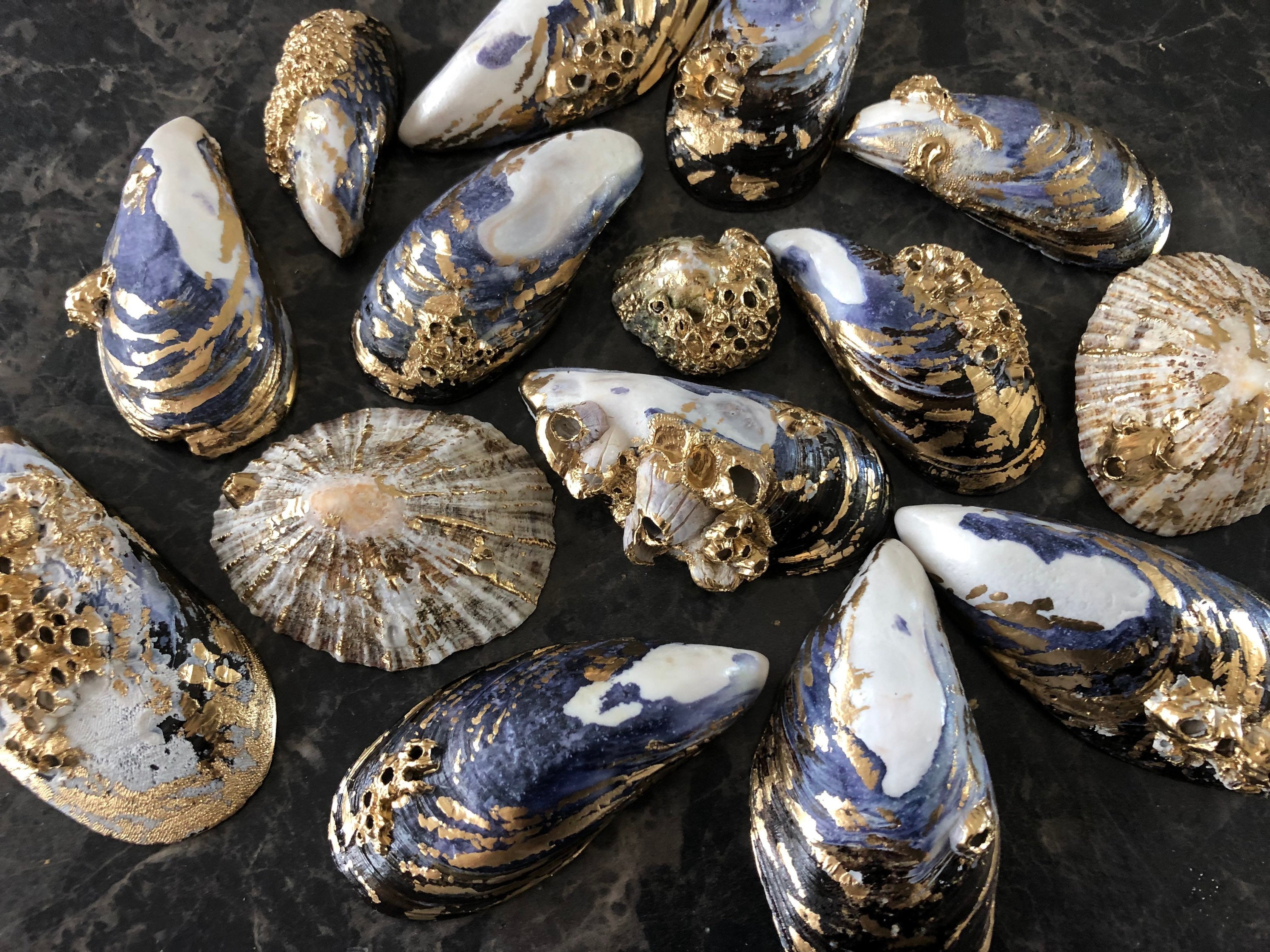 Gilded Mussel Shells Table Decor Beach Wedding Coastal Decor | Etsy