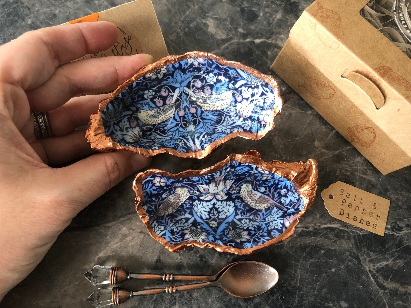 William Morris Strawberry Thief Pair of Copper Oyster Shell - Etsy UK