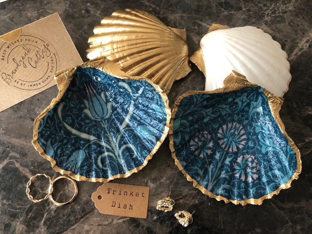 William Morris Shell Trinket Dish in Tulip & Nettle Turquoise Blue Gold ...