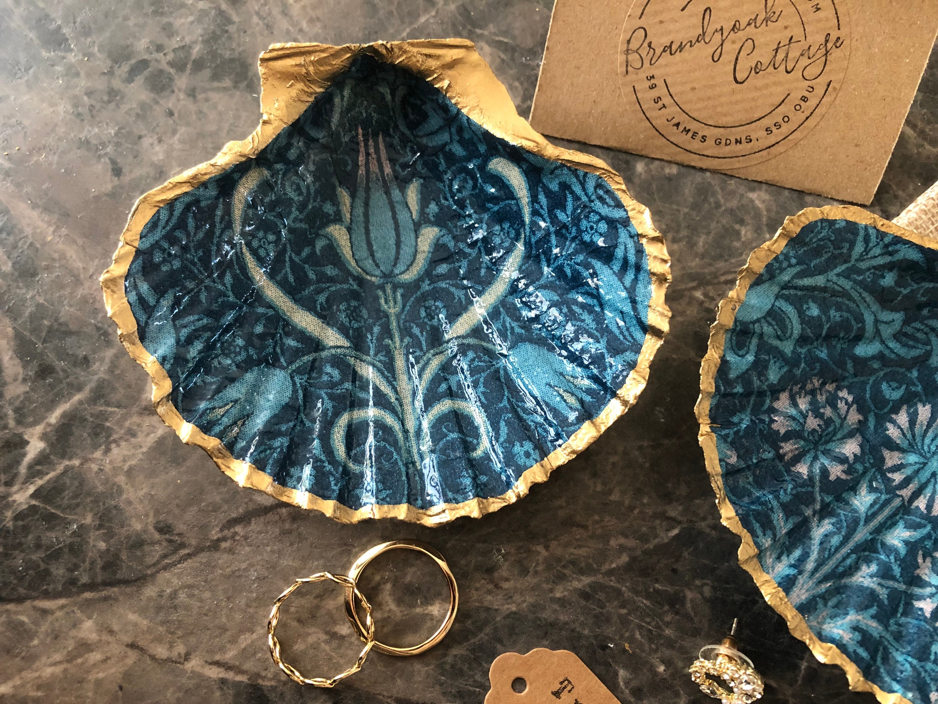 William Morris Shell Trinket Dish in Tulip & Nettle Turquoise Blue Gold ...