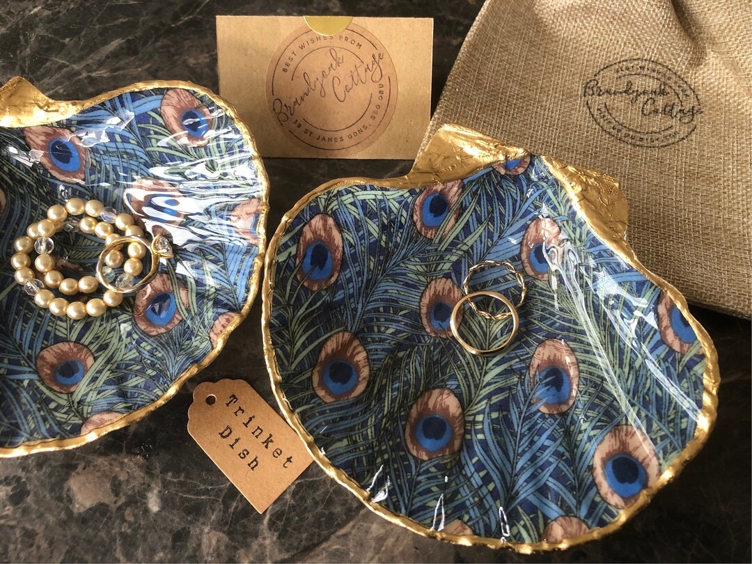 Liberty Print Morris Peacock Feather Scallop Shell Trinket Dish ...
