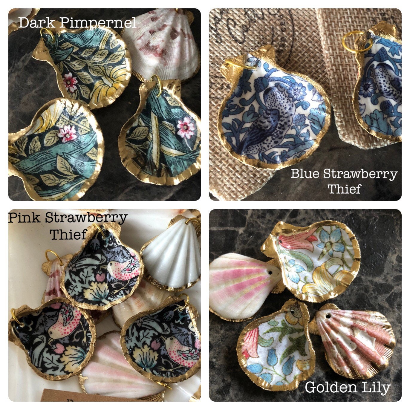 Reversible William Morris Shell Charm for Pendant Necklaces | Etsy