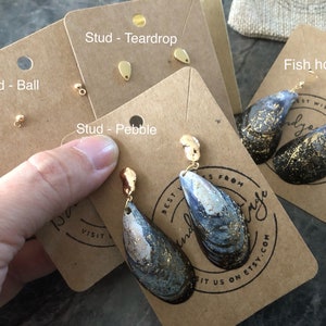 Gilded Real Mussel Shell Earrings | Gold Spatter Seashell Earrings With ...