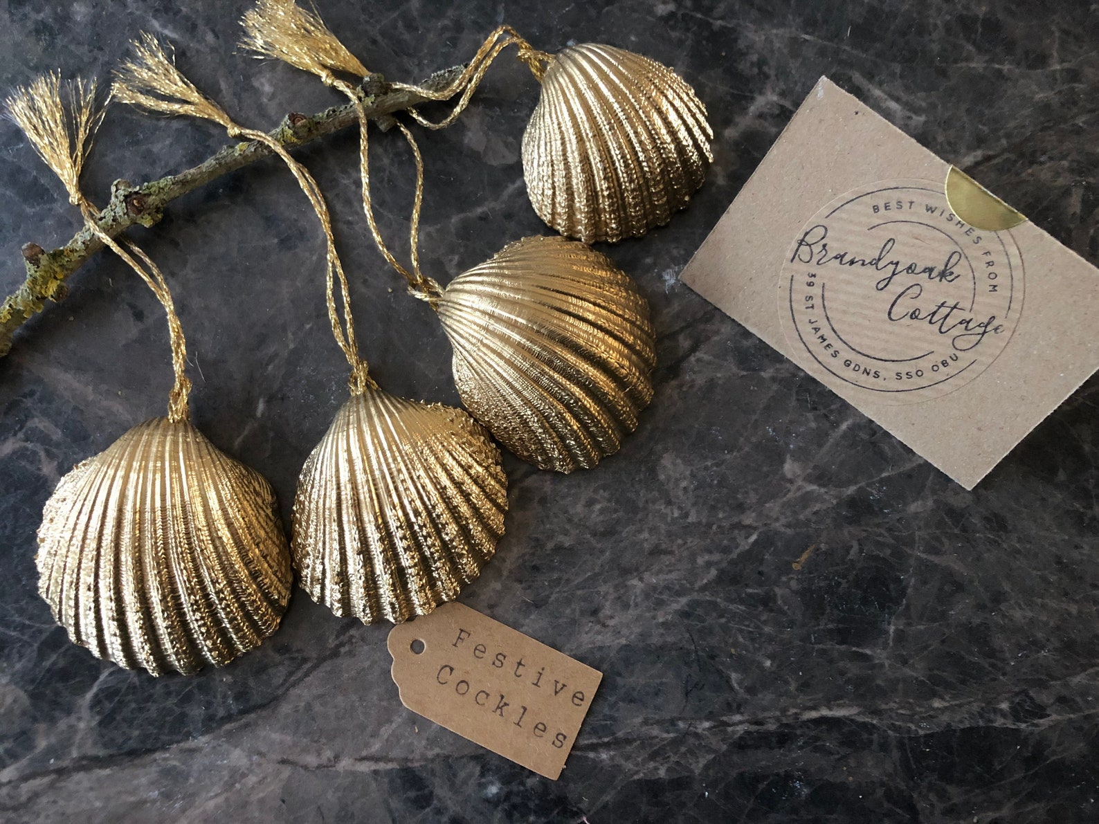 Set of 4 Festive Gold Cockle Shell Christmas Decorations Gold - Etsy UK