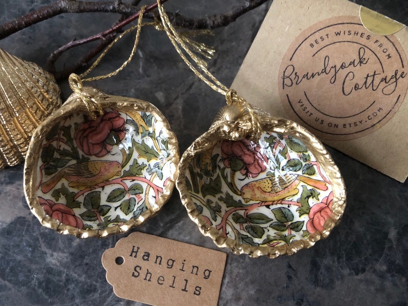 William Morris Bird & Rose Hanging Cockle Shell Decorations | Pink ...