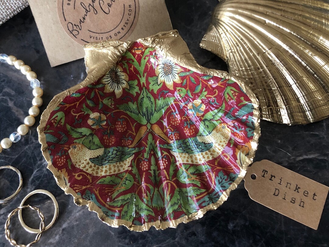 William Morris Christmas Gift Shell Trinket Dish in Strawberry Thief ...