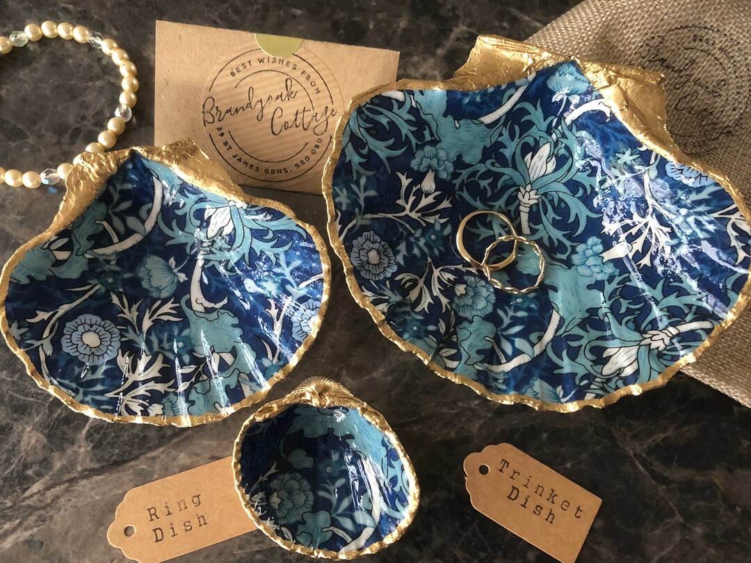 William Morris Shells Gift Set of Trinket Dishes in Blue Turquoise Gold ...