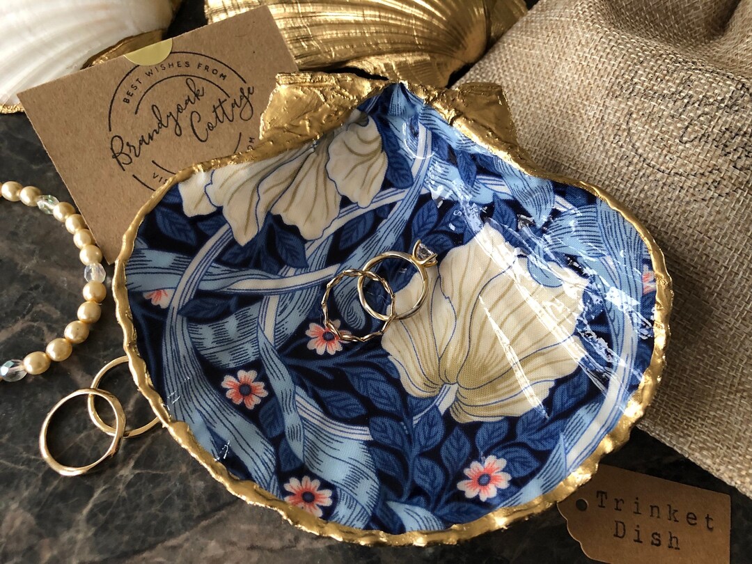 William Morris Pimpernel Navy Blue Scallop Shell Trinket Dish for Rings ...