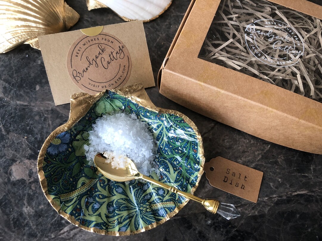 William Morris Green Blue Scallop Shell Salt and Pepper Dishes With ...