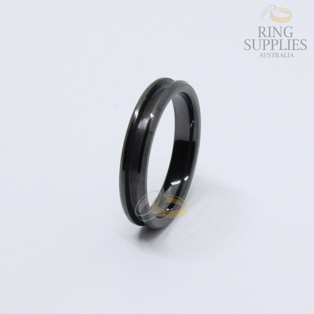 4mm Black Ceramic Ring Blank / Core With 2mm Inlay Channel - Etsy