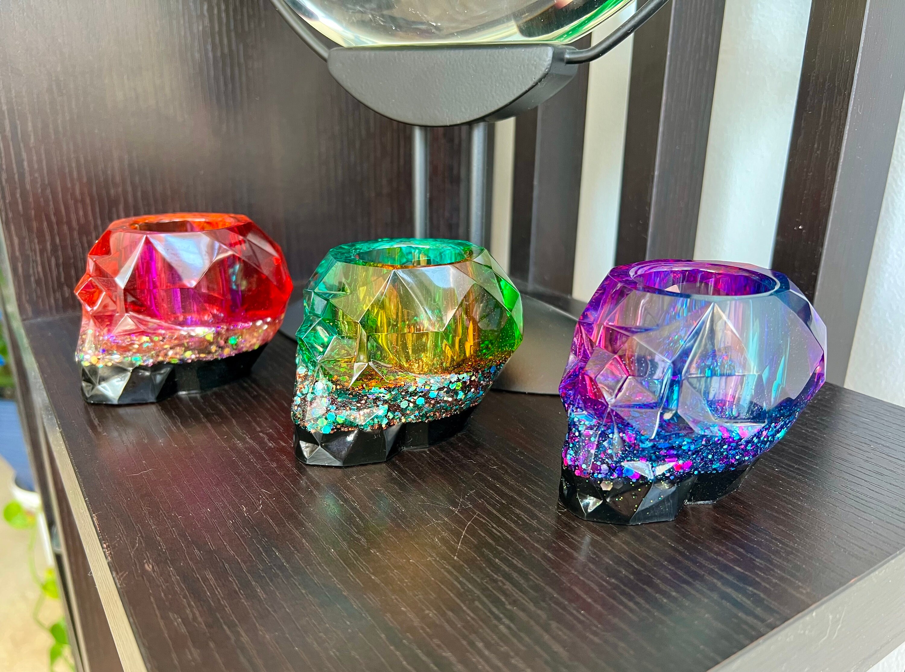 Handmade Epoxy Resin Skull Holder: Halloween Decor - Etsy
