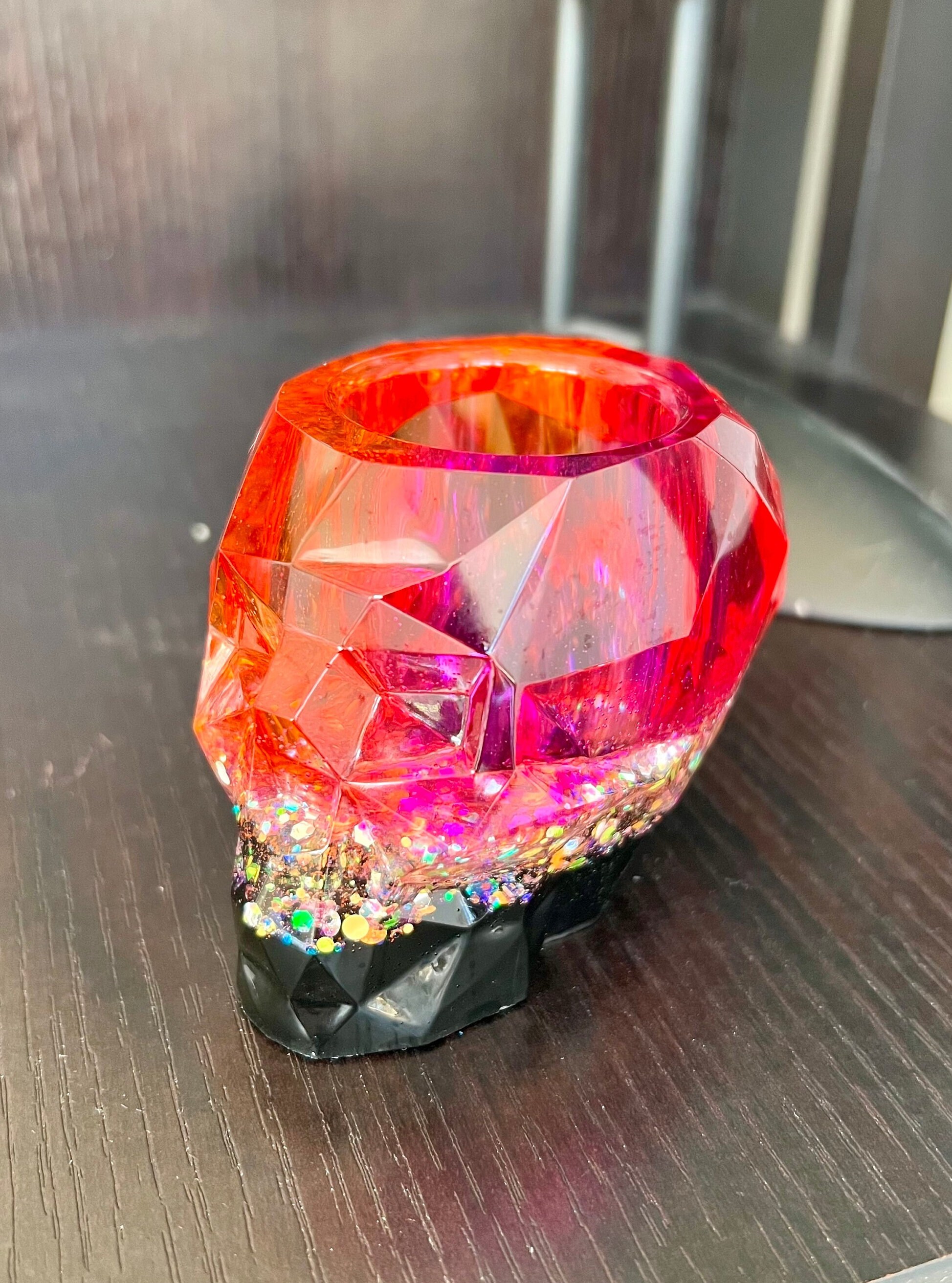 Handmade Epoxy Resin Skull Holder: Halloween Decor - Etsy