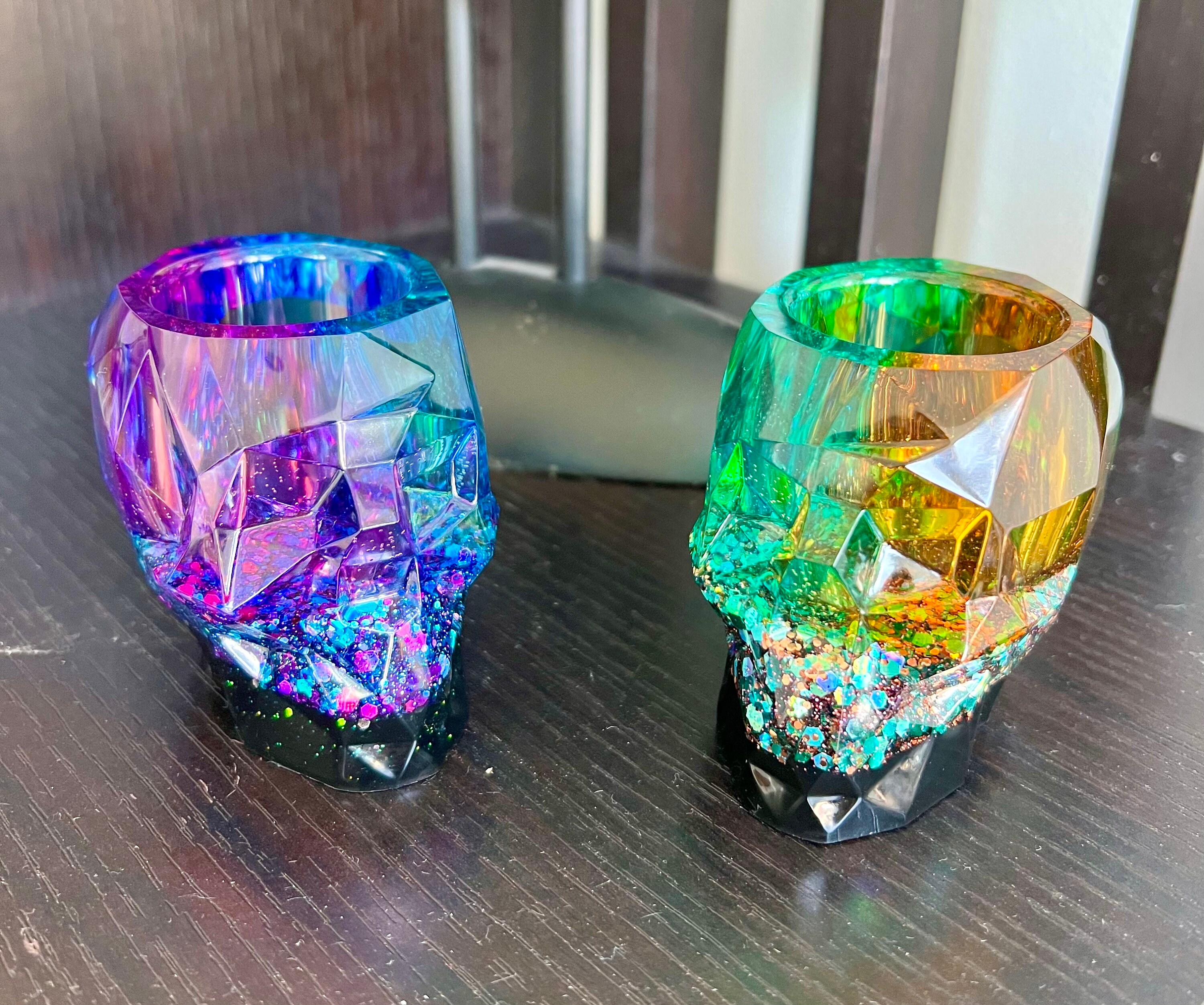 Skull Holders Skull Cups Pencil Holders Pink and Blue - Etsy