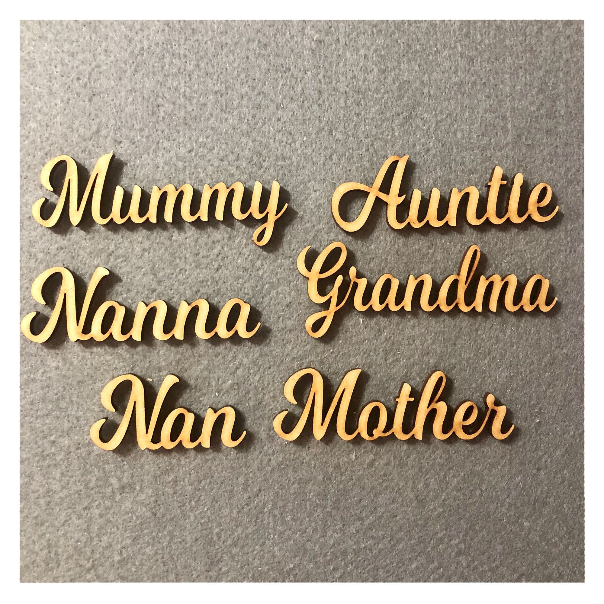 Wooden Script Words Craft Names Mum Mummy Mother Mam | Etsy