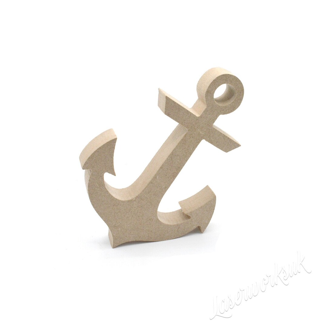 Freestanding Wooden MDF Anchor Nautical Blank Shape, Unpainted, 18mm ...
