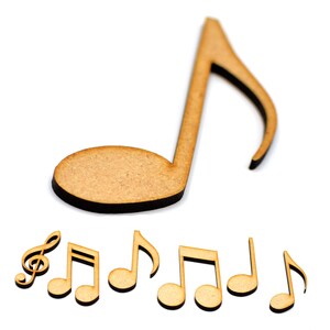 6 X Wooden Music Notes - Craft Shapes - Card Making, Treble Clef ...