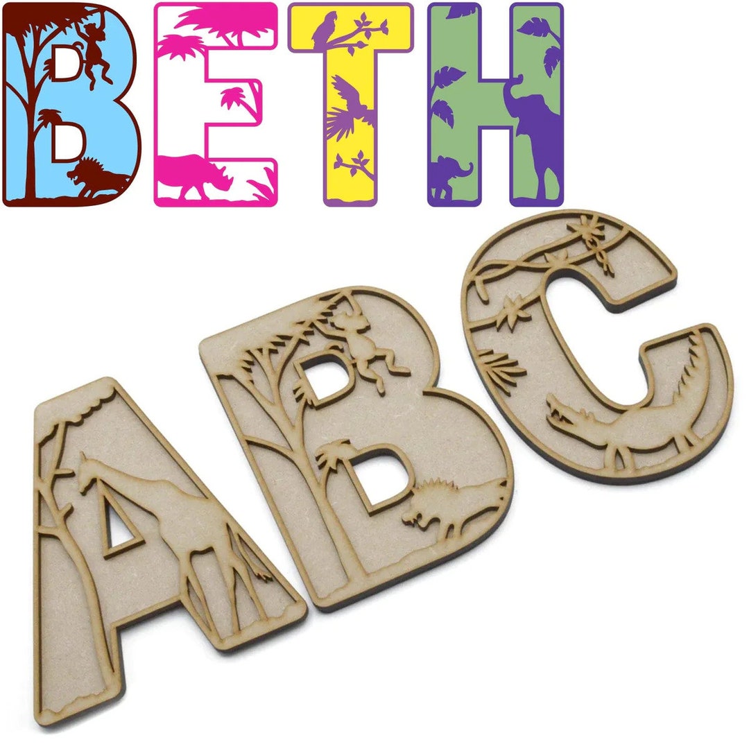 Safari Animal Alphabet Layered Letters Laser Cut Alphabet - Etsy