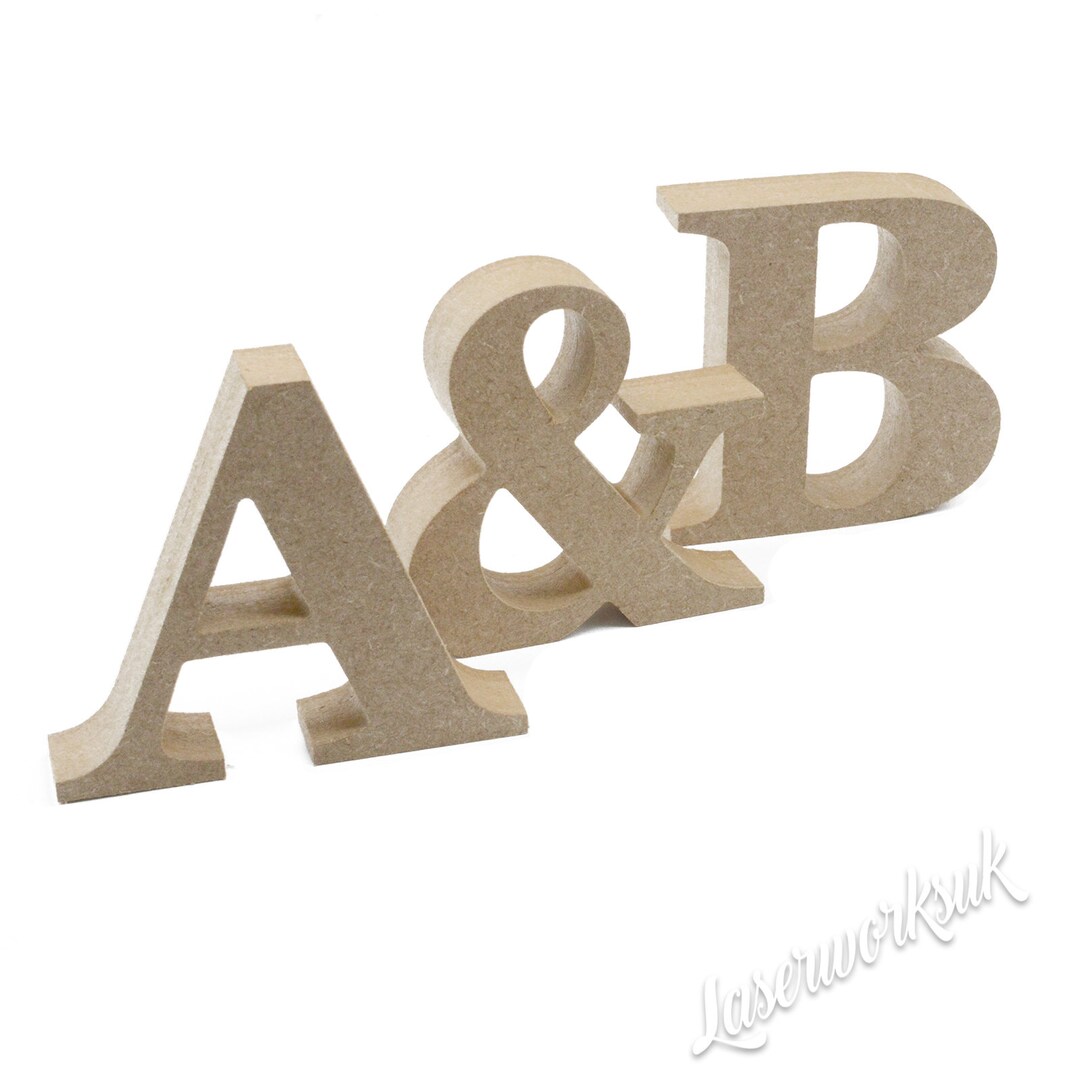 Freestanding Wooden Georgia Letters & Numbers 8cm 40cm Alphabet MDF ...