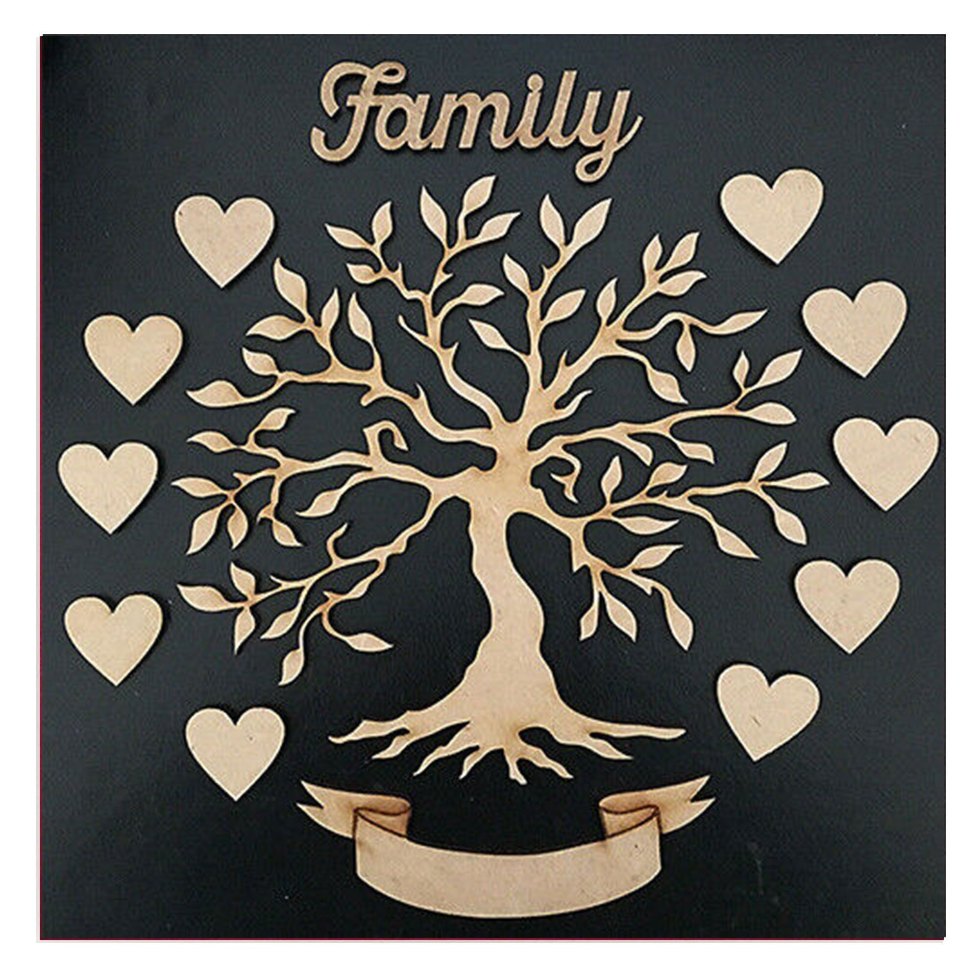 Family Tree Family Script Name Scroll Banner & Hearts. - Etsy UK