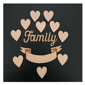 Family Tree, Family Script Name, Scroll Banner & Hearts. Framing Kit ...