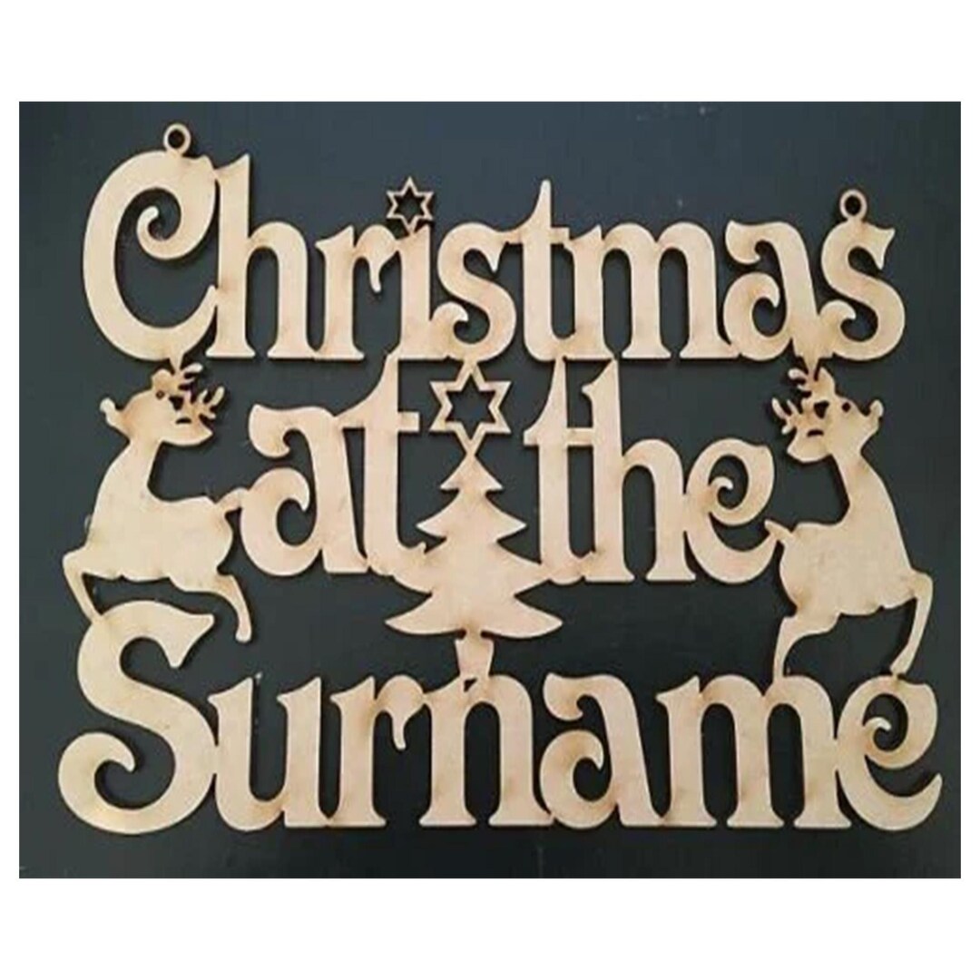 Personalised Christmas Plaque, at the Surname, Hanging Sign. MDF Wall ...