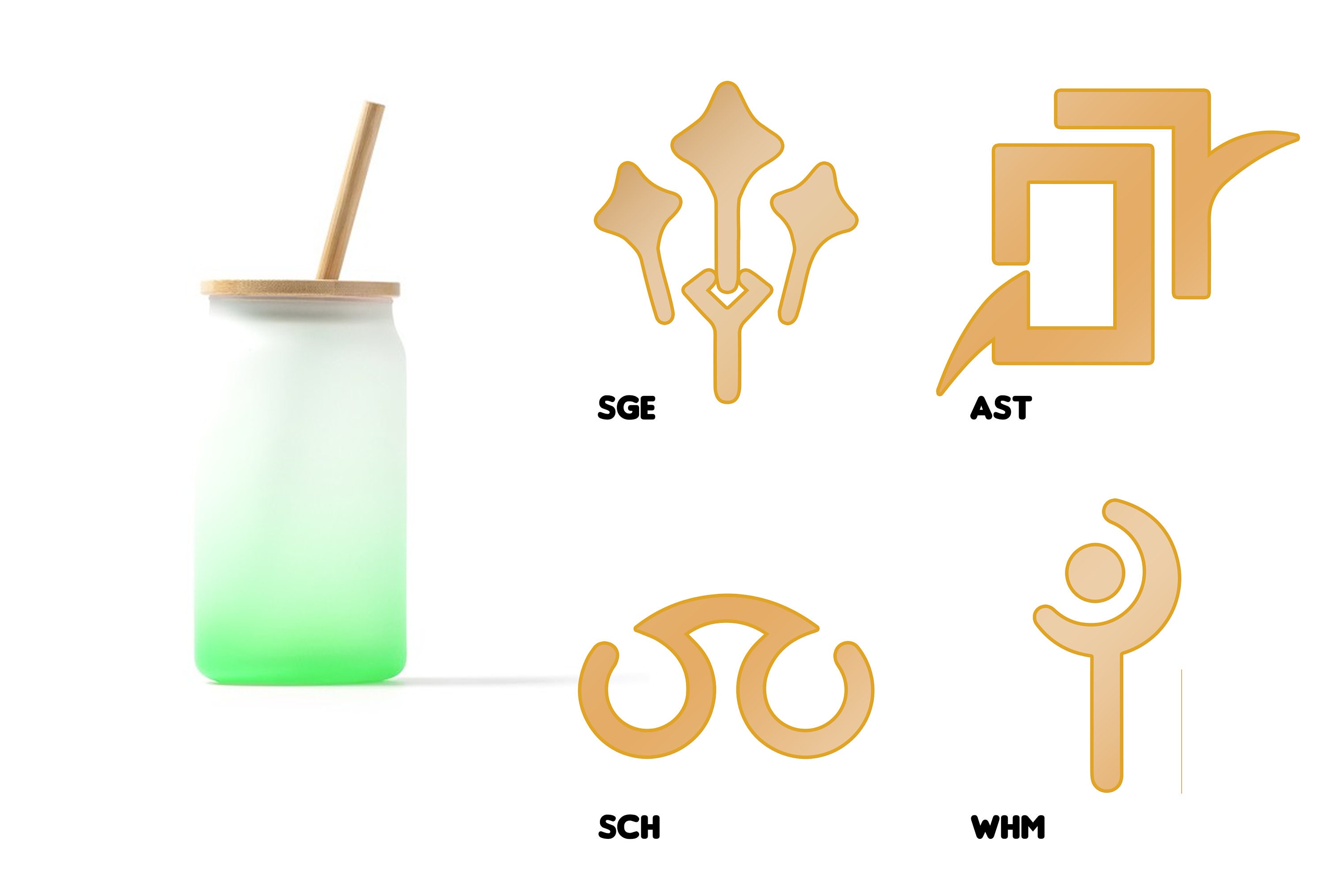 Final Fantasy XIV Glass Tumbler With Gold Job Icons - FFXIV Gifts ...