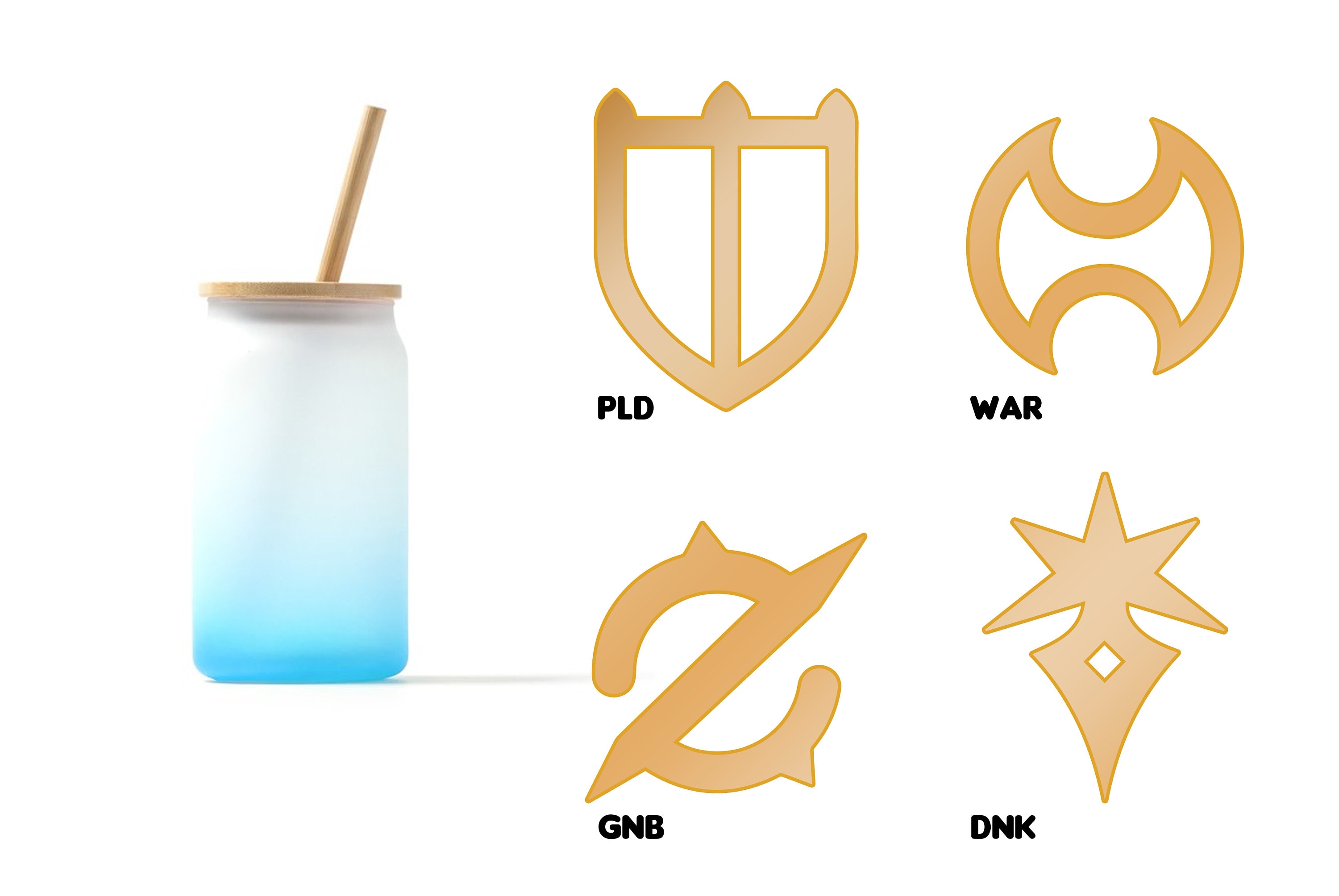 Final Fantasy XIV Glass Tumbler With Gold Job Icons FFXIV Gifts & Merch ...