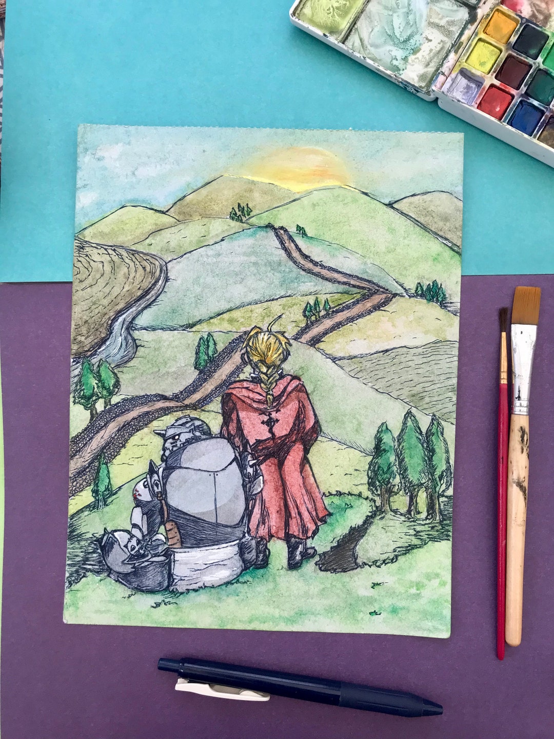 Fullmetal Alchemist Art | Watercolour and Ink A5 Art Print | FMA ...