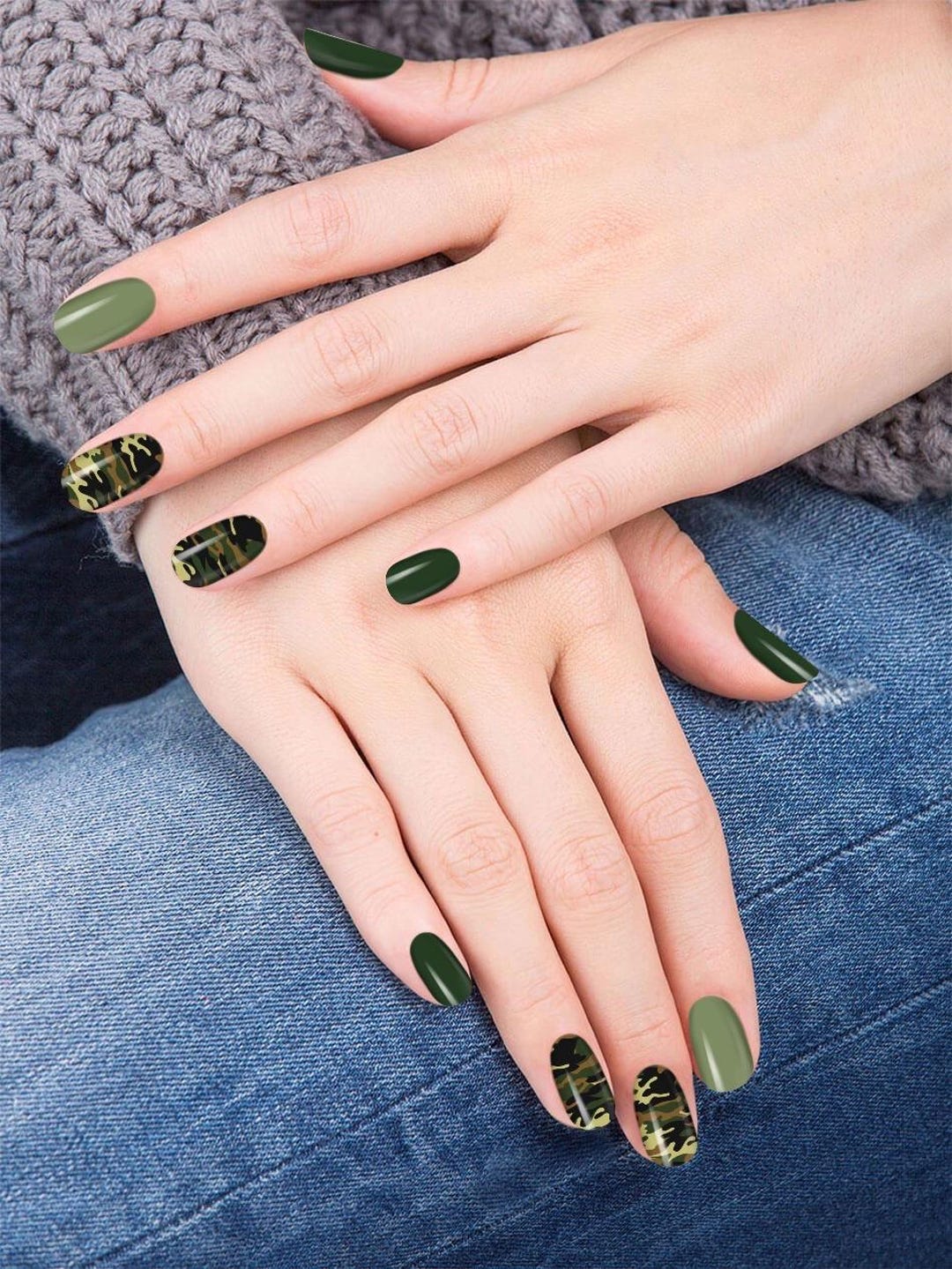 Cameo/ Army Print Press on Nails/ Press on Nails/ Sticky Tabs/ Arrmy ...