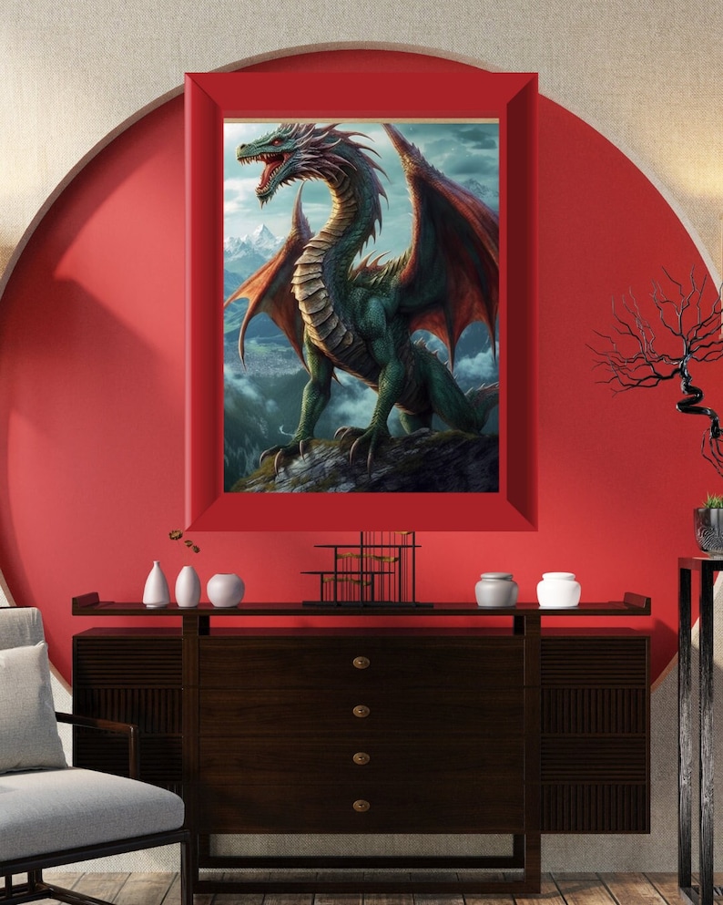 Dragons Fantasy Art Printable Poster, Fantasy Dragon Download Digital ...