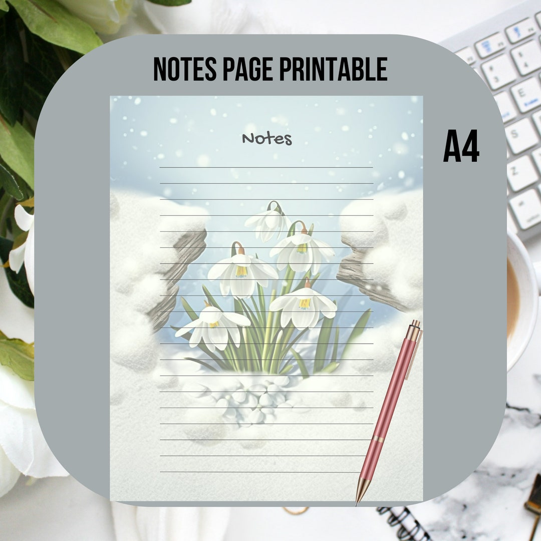 Illustrated Notes Page Printable 8.511, Lined Notes Template, Note ...