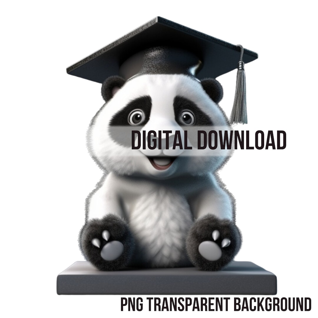 3D Panda Graduation Instant Download PNG Digital Sublimation - Etsy