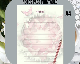 Notes Page Printable, Lined Notes Template, Note Taking, Writing Paper ...