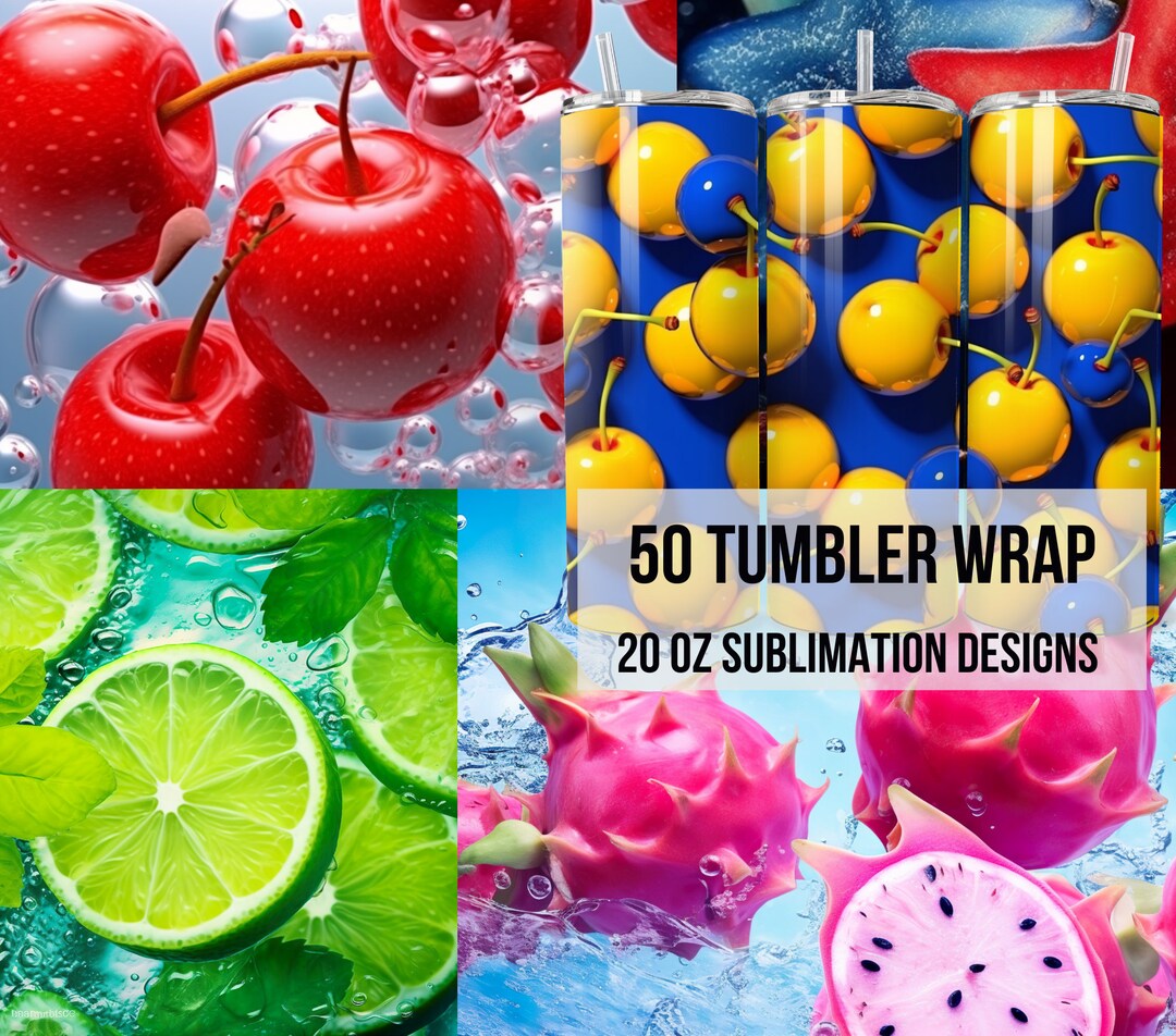Fruit Berries Tumbler Wrap Sublimation Bundle 3D Digital Print Design ...