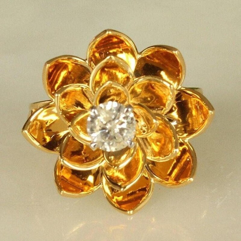 Diamond Flower Ring - Etsy