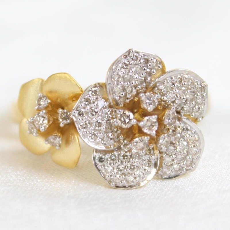 Diamond Flower Ring - Etsy
