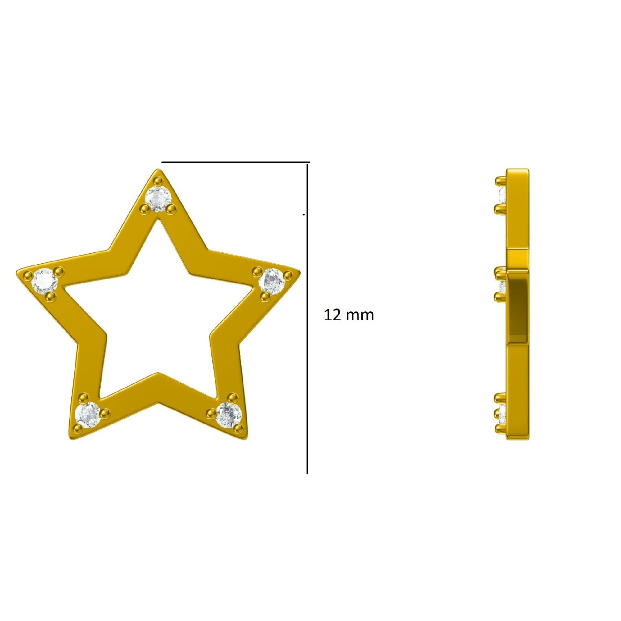 Kids Sparkling Star Diamond Stud Earrings, 14k Solid Gold, Natural ...