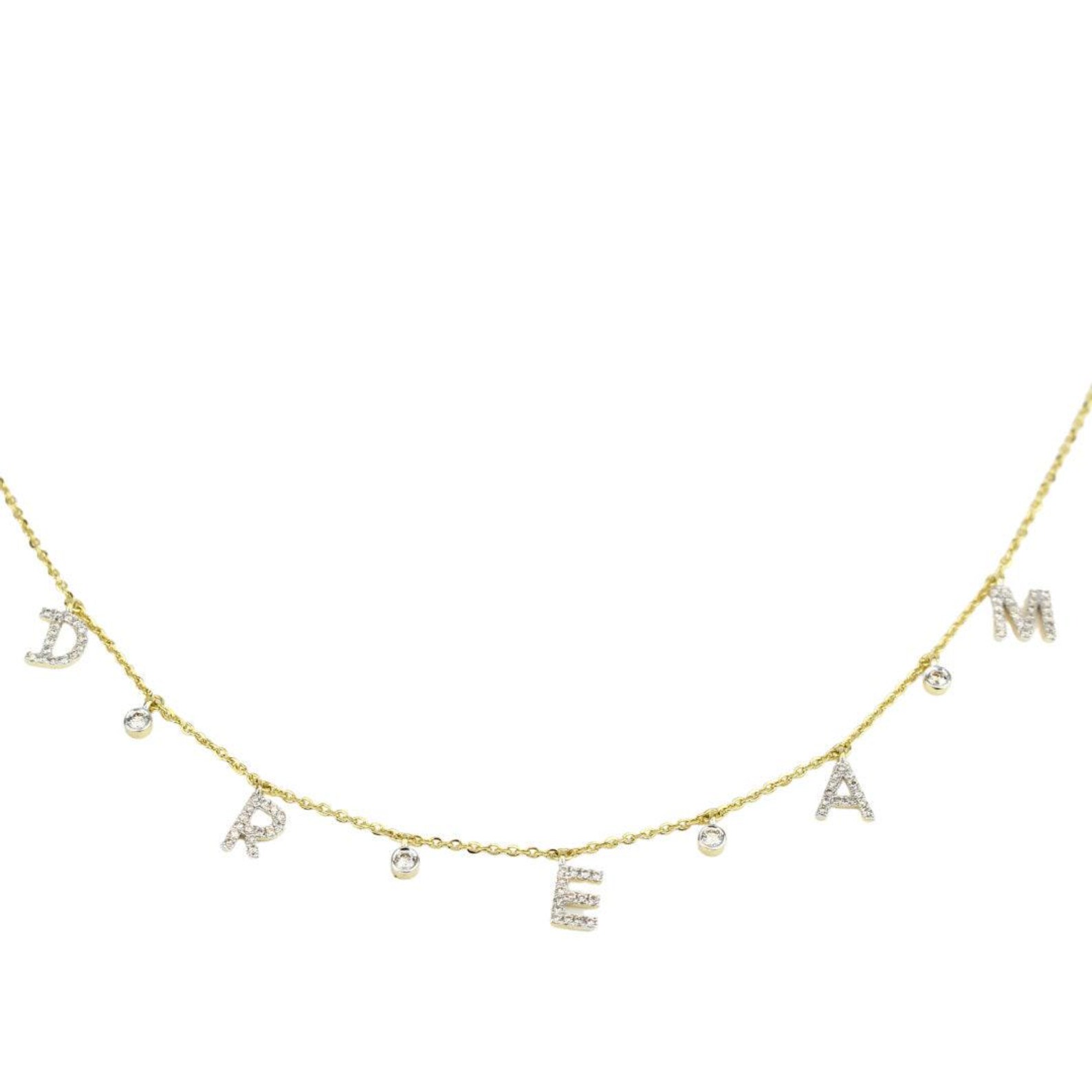 Dream Diamond Charm Necklace, 14k Solid Gold, Natural Diamonds ...