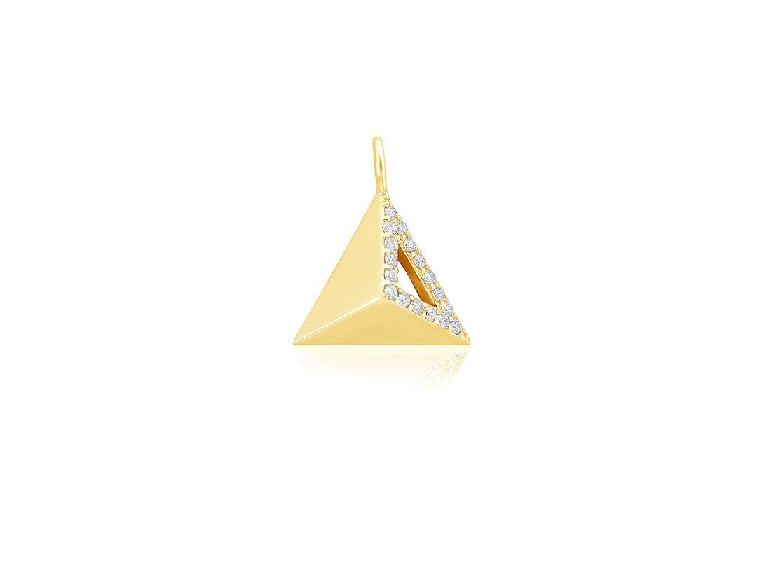 Triangle Diamond Charm Pendant, 14k Solid Gold, Natural Diamonds, Gift ...