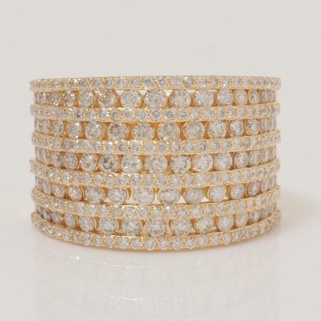 Diamond Eternity Ring, 14k Solid Gold, Natural Diamonds, Cocktail Broad ...
