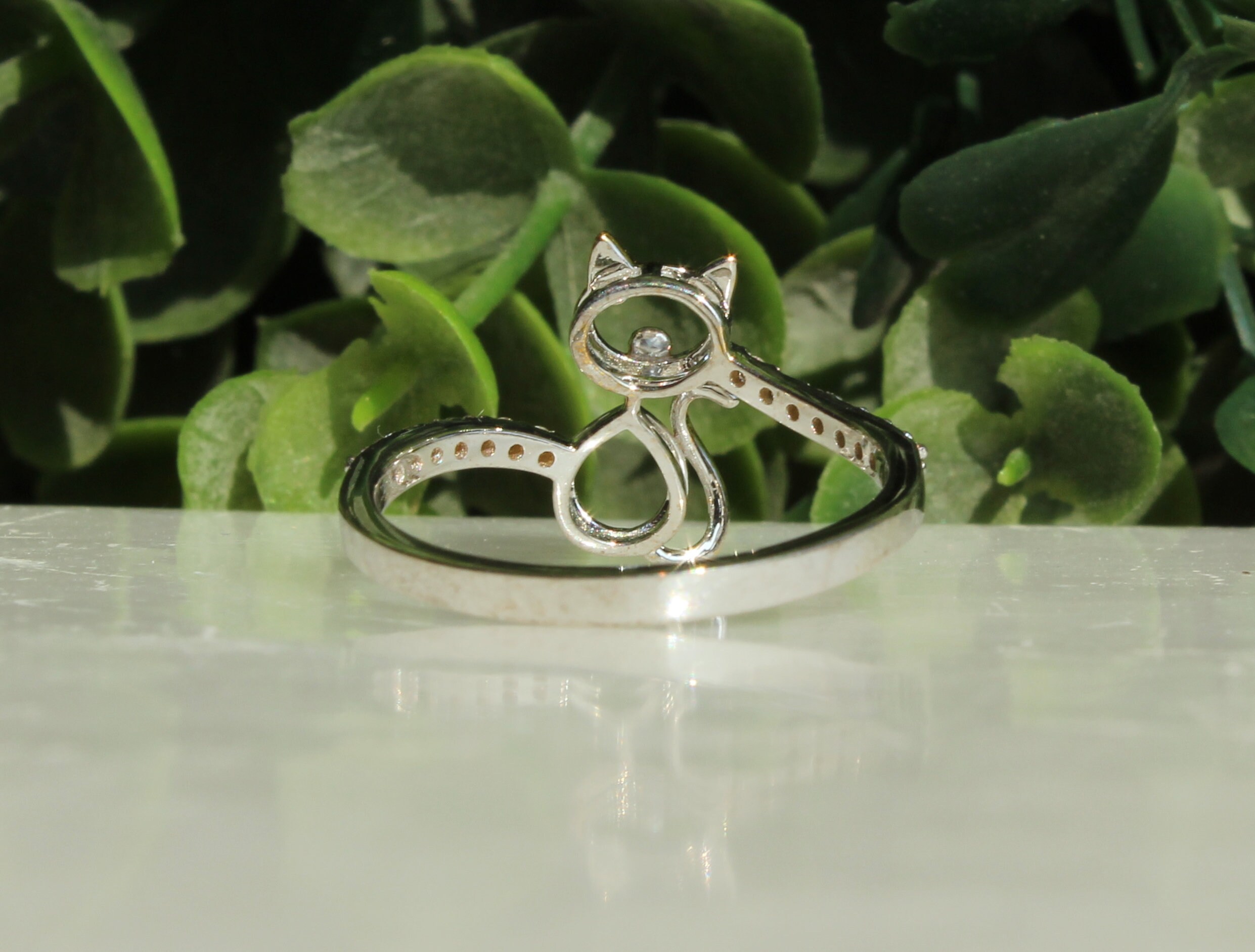 Cat Diamond Ring /animal Rings/ 14k Solid Gold/ Natural | Etsy