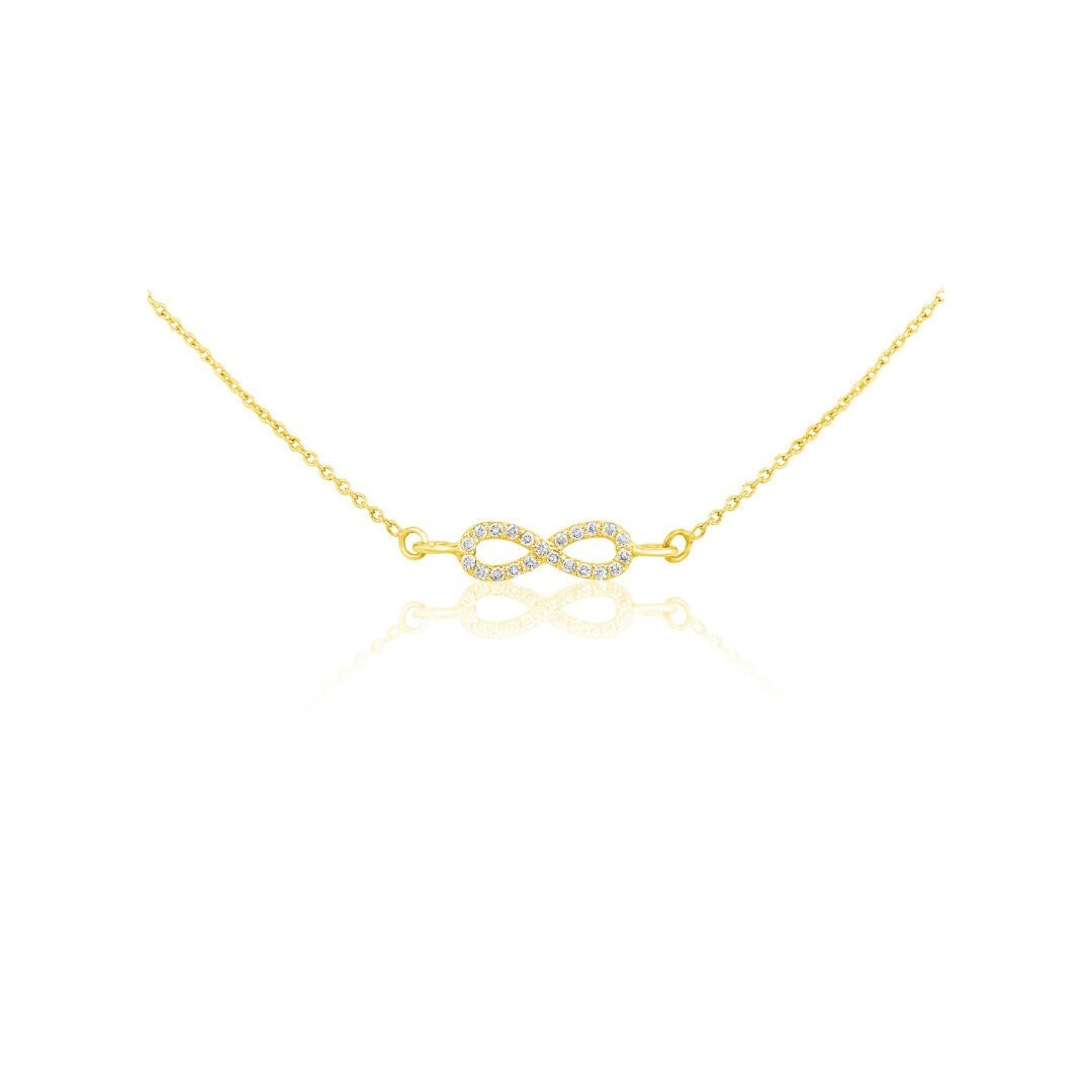 Infinity Charm Diamond Necklace 14k Solid Gold Natural - Etsy
